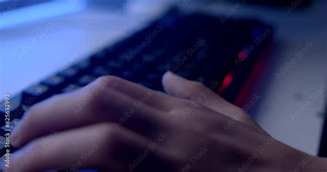 Typing Text Primary Function Hand Keyboard Type Fingers Move Across Keys Pressing Create