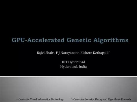 Ppt Gpu Accelerated Genetic Algorithms Powerpoint Presentation Free