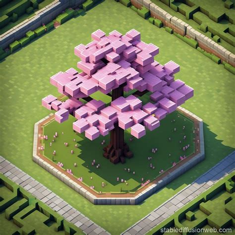 Minecraft Cherry Tree Isometric View Prompts Stable Diffusion Online