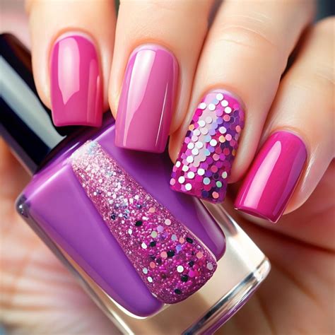 Premium Photo A Purple Nail Polish With Glitter On It Is A Bottle Of