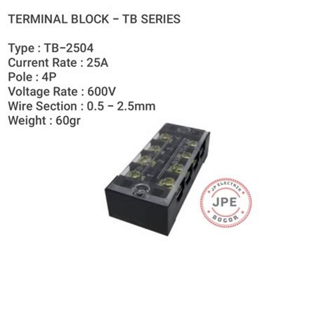jual terminal block 25a 4 pole terminal kabel tb2504 kab bogor jp