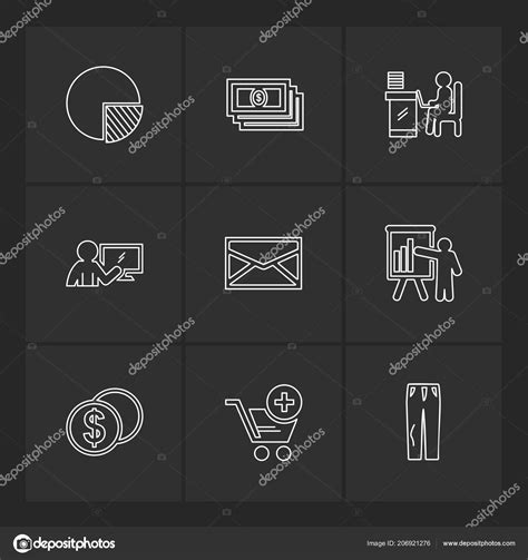 Black Background Various Website Flat Vector App Icons Stock Vector By Ibrandify