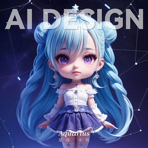 十二星座拟人 Ai绘画 盲盒 潮玩设计 水瓶座