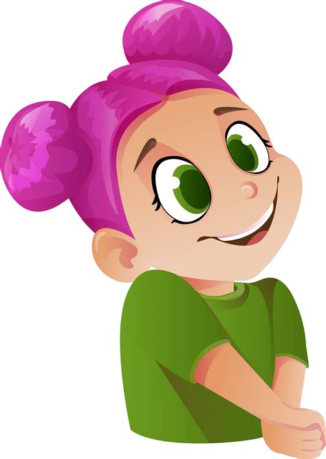 Embarrassed Girl Cute Cartoon Shy Girl Vector Clip Art Illustration