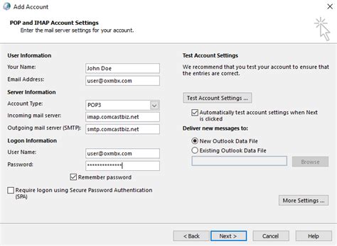 Configure Outlook For Windows Comcast Web Hosting