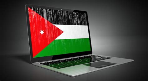 Premium Photo Jordan Country Flag And Binary Code On Laptop Screen 3d Illustration