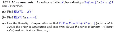 Solved A02 2 More Moments A Random Variable X Has A