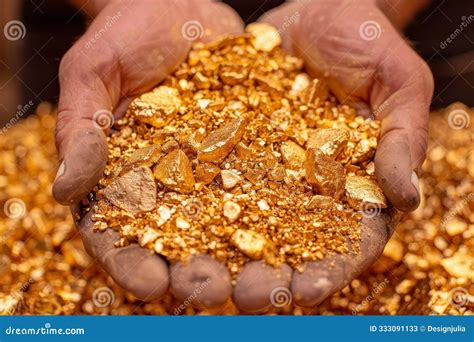 Craftsman Holding Small Gold Nuggets Ready For Melting To Create
