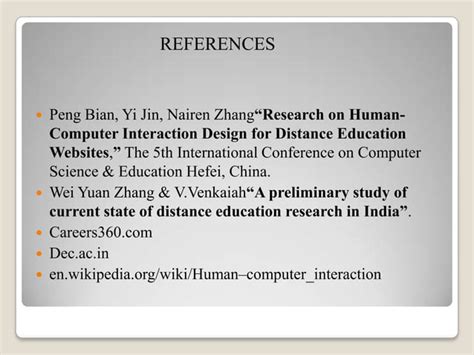 Human Computer Interaction Design For Distance Education Websites Ppt