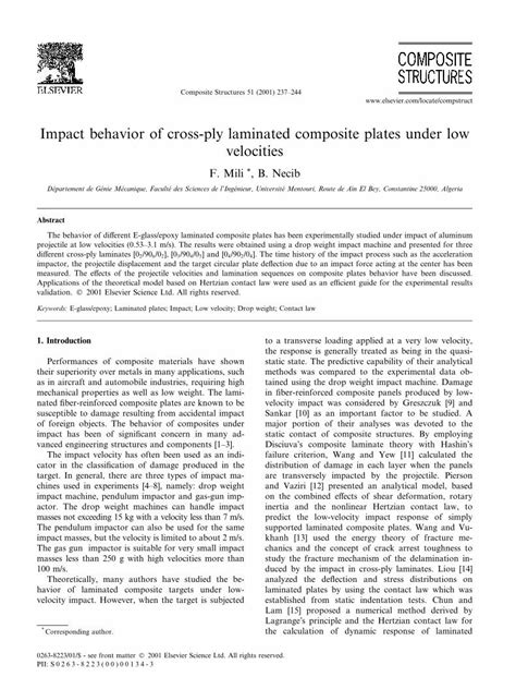 Pdf Impact Behavior Of Cross Ply Laminated Composite Plates Under Low Velocities Dokumentips