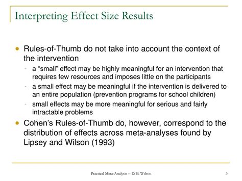 Ppt Practical Meta Analysis Guidelines For Interpreting Effect Size Results Powerpoint