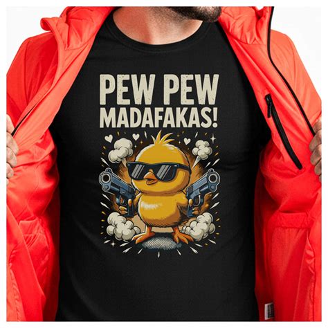 Férfi Póló Pew Pew Madafakas Csirke Gangster Vicces Mintával Xl • Ár