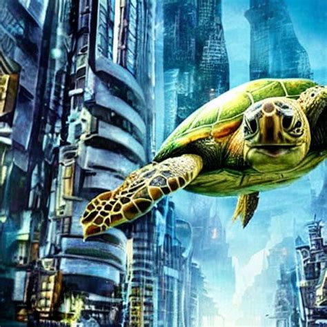 Stabilityaistable Diffusion · Turtle Attacking Futuristic City Overrun