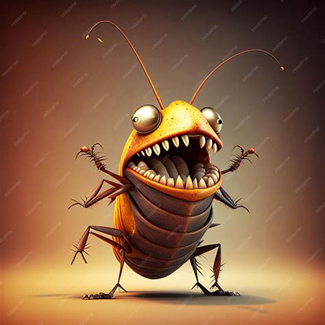 Premium Ai Image Cartoon Bug With Big Teeth And Big Eyes Generative Ai