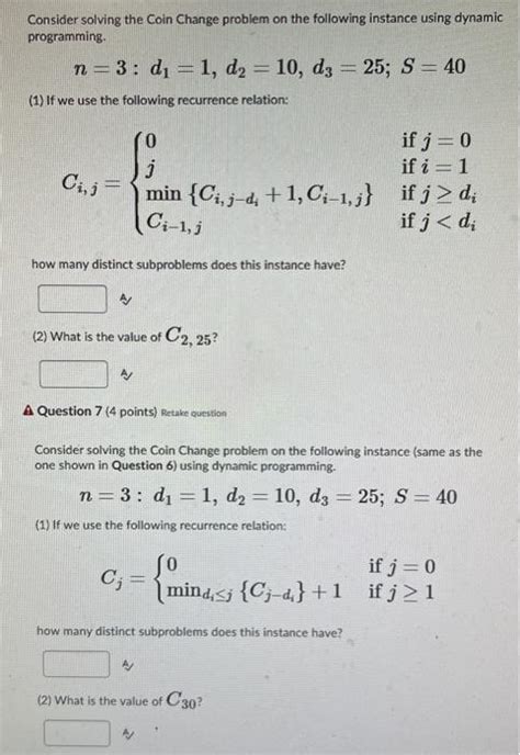 Solved Consider Solving The Coin Change Problem On The Chegg