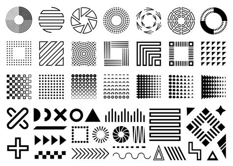 Vector Memphis Set Of Abstract Geometric Shapes Ornamental Shapes Waves Seamless Patterns
