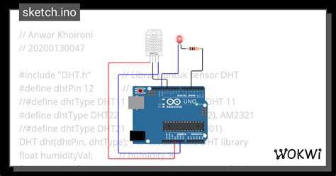 Sensor Dht Dengan Led Wokwi Esp32 Stm32 Arduino Simulator