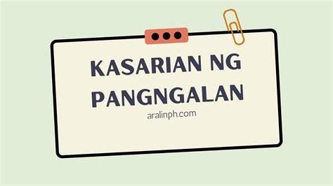 Kasarian Ng Pangngalan Aralin Philippines
