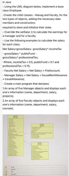 Solved In Java Using The Uml Diagram Below Implement A
