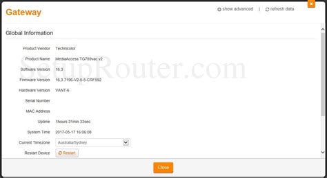 Technicolor TG789vac V2 MediaAccess IiNet Screenshot Gateway
