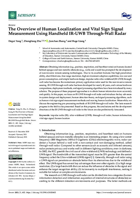 Pdf The Overview Of Human Localization And Vital Sign Signal Measurement Using Handheld Ir Uwb