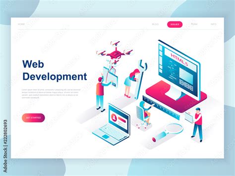 Modern Flat Design Isometric Concept Of Web Development For Banner And Website Isometric