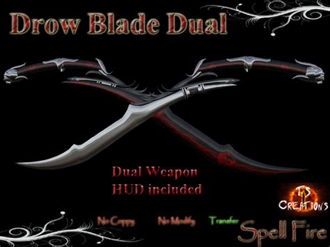 Second Life Marketplace Tsc Drow Blade Dual Spellfire Scripted Sword