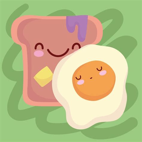 Premium Vector Cute Fried Egg And Bread