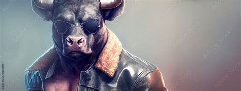A Cool And Confident Male Portrait Of A Black Bull Sporting Sleek
