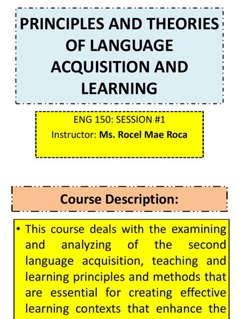 Principles And Theories Of Language Acquisition And Learning Pdf