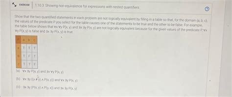 Solved Show That The Two Quantified Statements In Each Chegg