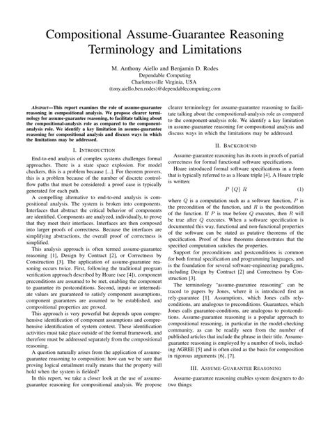 Pdf Compositional Assume Guarantee Reasoning Terminology And Limitations