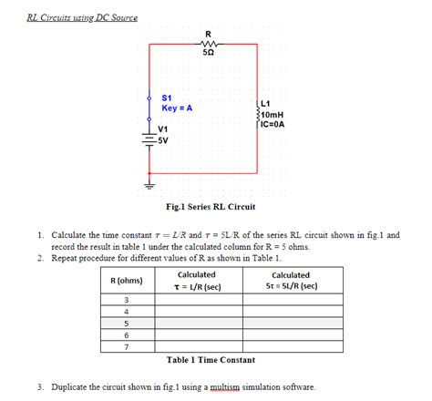Solved Rl Circuits Using Dc Source Figl Series Rl Circuit