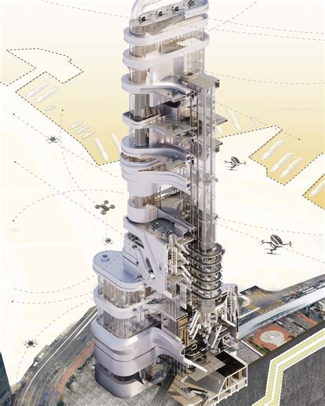 Skyscaper Axonometric Render Architecture Presentation Architecture