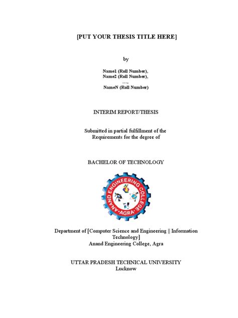 Thesis Report Template Thesis Science