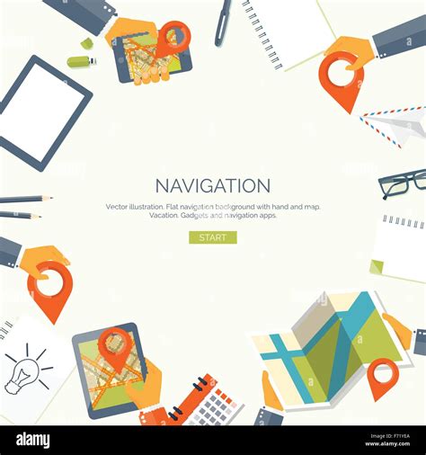 vector illustration flat backgrounds set navigation traveling map pointer location finding