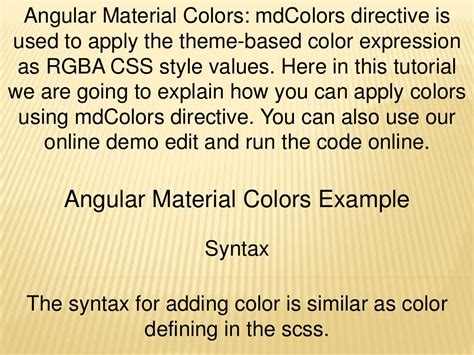 Angular Material Colors