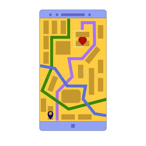 Smartphone Application Showing The Shortest Path To A Loved One Stock