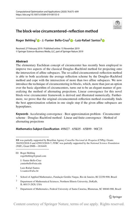 The Block Wise Circumcenteredreflection Method Request Pdf