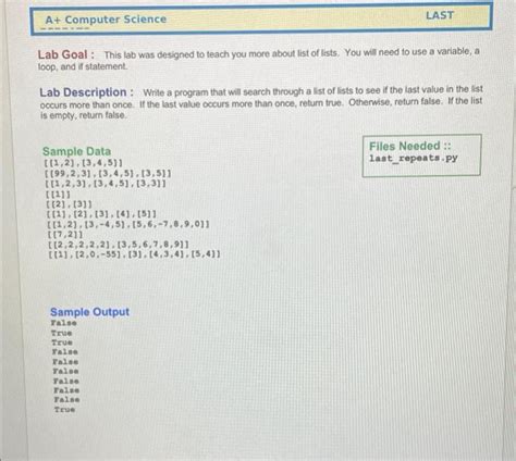 solved last a computer science lab goal this lab was