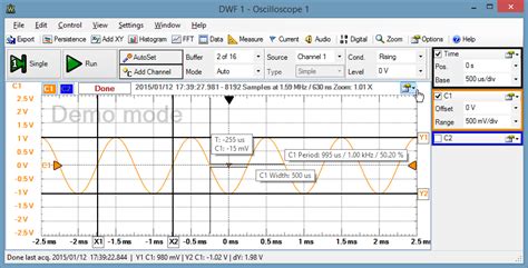 oscilloscope manual measurements cursors test and measurement digilent forum