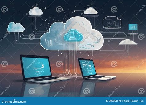 A Concept Of Future Remote Data Storage And Cloud Computing Technologies Stock Illustration
