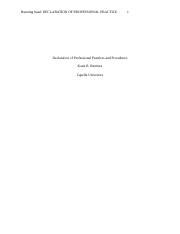 Declaration of Professional Practices and Procedures: Preventing | Course Hero