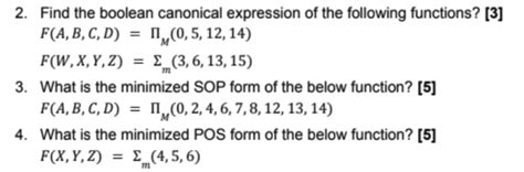 2 Find The Boolean Canonical Expression Of The 2 Find The Boolean Canonical Expression Of The