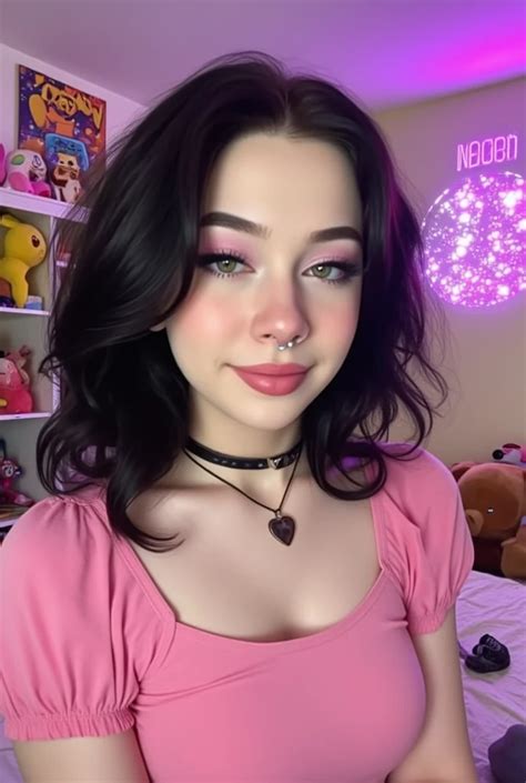 A Female Bimbo Egirl Taking A Self Portrait Black Hair With Loose