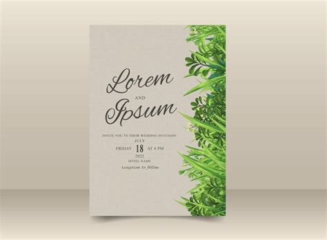 Premium Vector Elegant Greenery Wedding Invitation Card