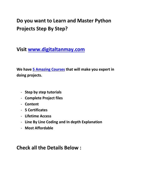 Master Python Projects Step By Step Pdf Deep Learning Computational Neuroscience