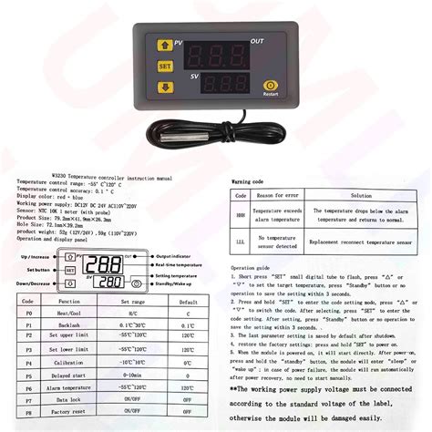 Snapklik.com : Digital Temperature Controller, W3230 AC110-220V LED Digital Temperature ...