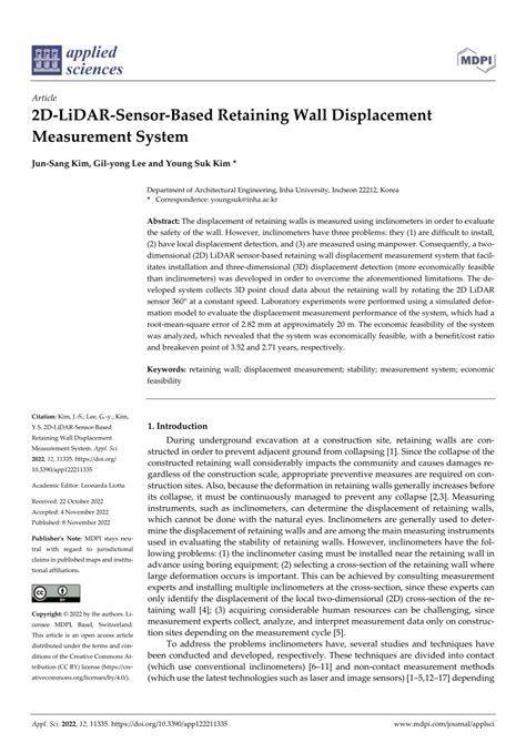 Pdf 2d Lidar Sensor Based Retaining Wall Displacement Measurement System
