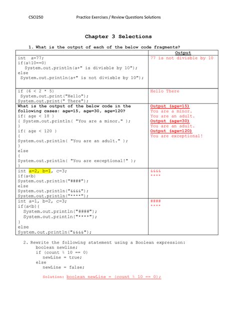 Chapter 3 Week 5 Review Questions Solutions Chapter 3 Selections 1 What Is The Output Of